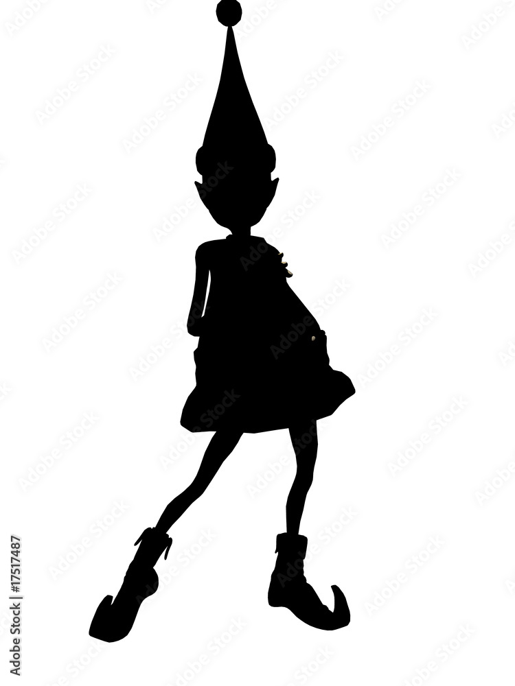 Christmas Elf Silhouette Illustration Stock Illustration | Adobe Stock