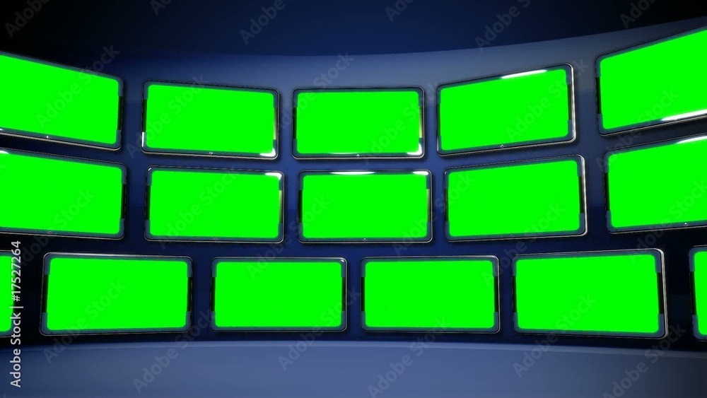 3D multi green screen rotation animation blue background Stock Video ...