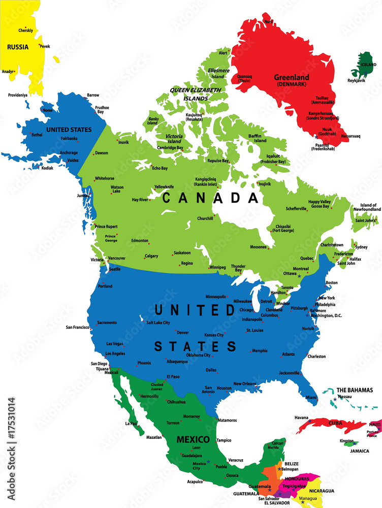 Political Map Of North America Stock Vector Adobe Stock political-map-of-north-america-stock-vector-adobe-stock
