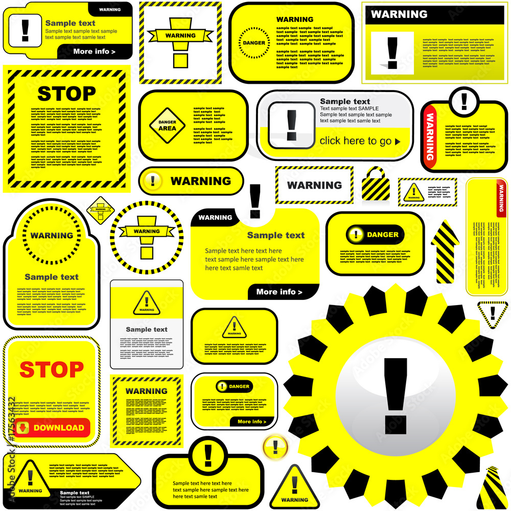 Warning vector label. Vector template. Stock Vector | Adobe Stock