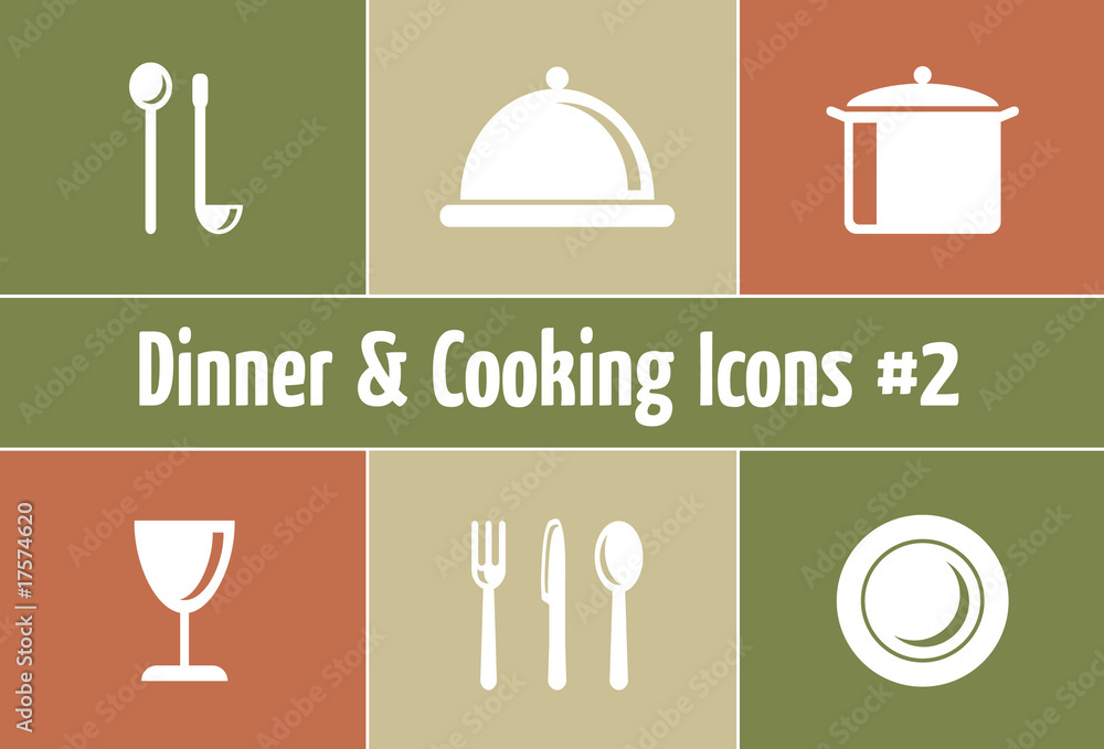 Restaurant and Catering Symbols: Dinner & Cooking Icons #2 Stock Vector ...