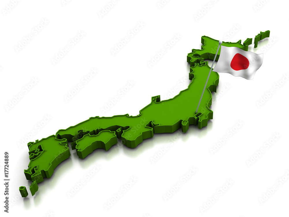 Japan - Map and Flag Stock Illustration | Adobe Stock