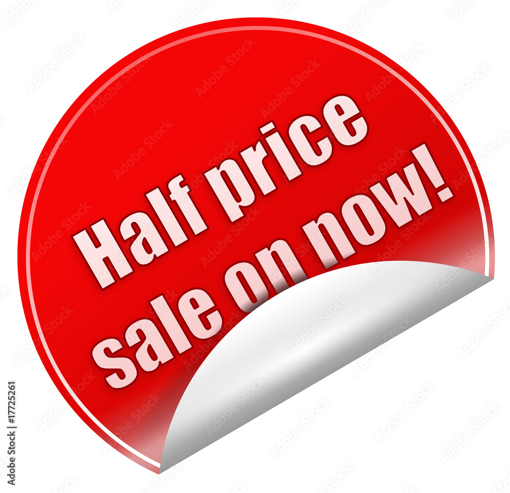 Half price sale sticker Stock Illustration | Adobe Stock
