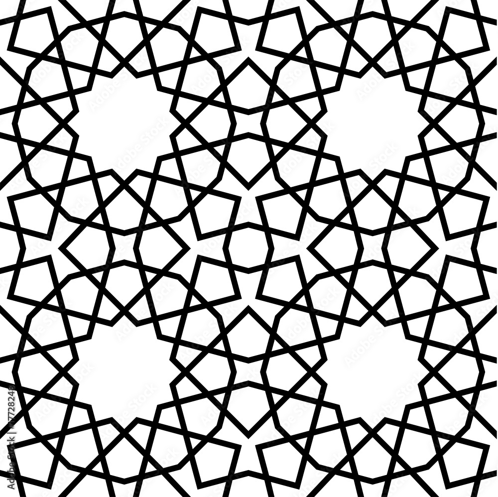 Islamic Seamless Pattern Black and White Tile Stock Vector | Adobe Stock