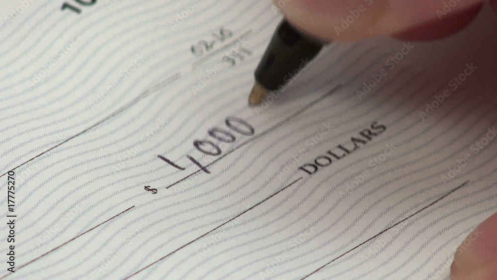 Writing check for one thousand dollars - HD Stock Video | Adobe Stock