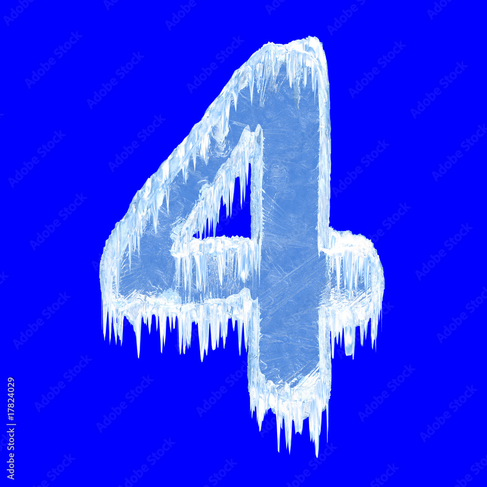 Ice-covered alphabet. Number four. With clipping path. Stock ...