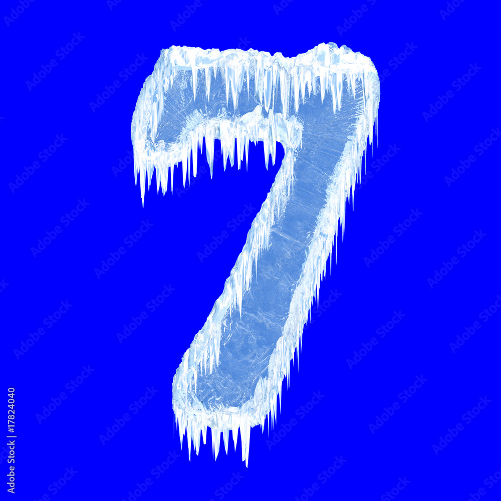 Ice-covered alphabet. Number seven. With clipping path. Stock ...
