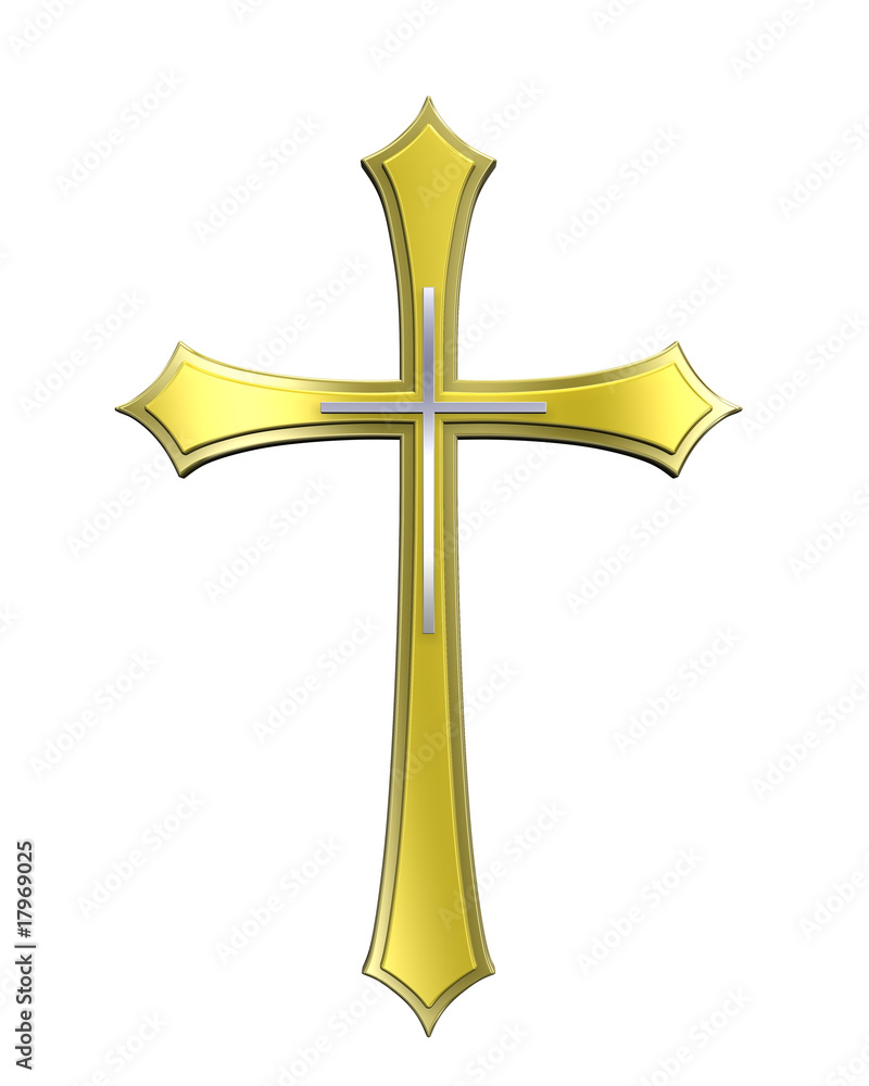 Gold Christian Cross Isolated On White Stock Illustration Adobe Stock