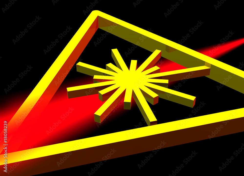 Red laser beam with warning symbol Stock Illustration | Adobe Stock