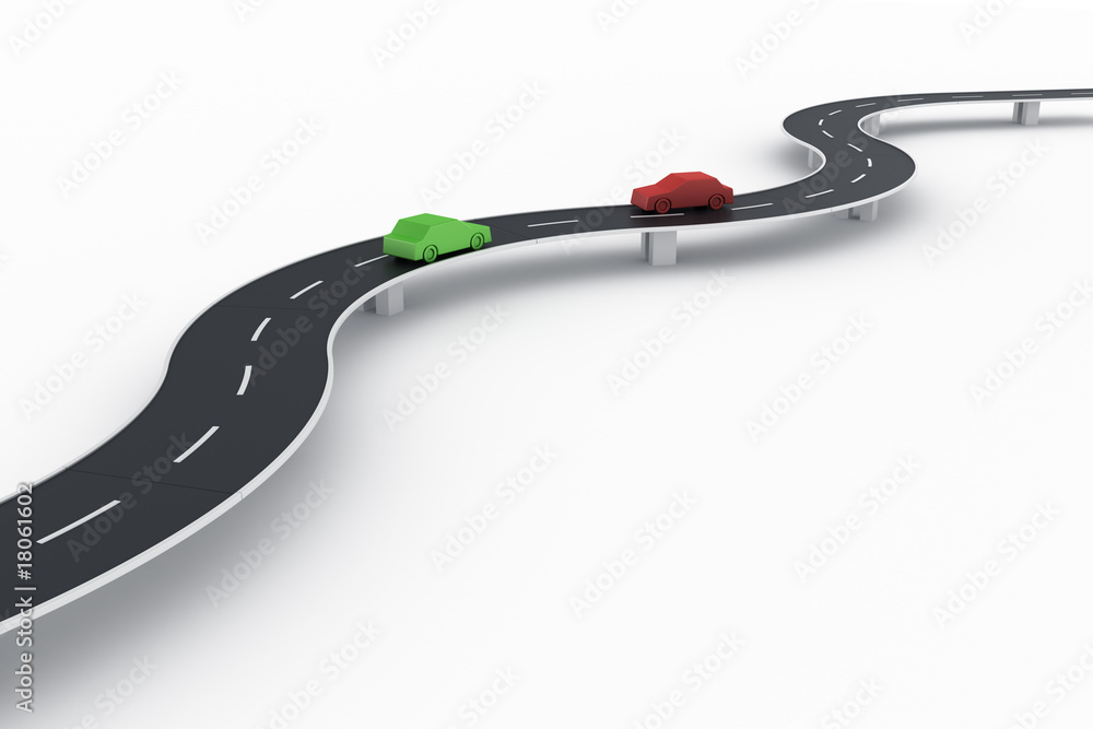 Curved road bridge with cars Stock Illustration | Adobe Stock