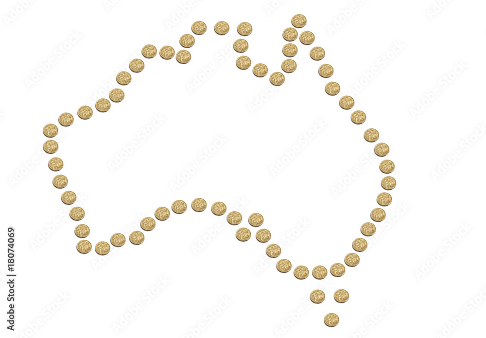 Map of Australia made out of Australian one dollar coins Stock Photo ...