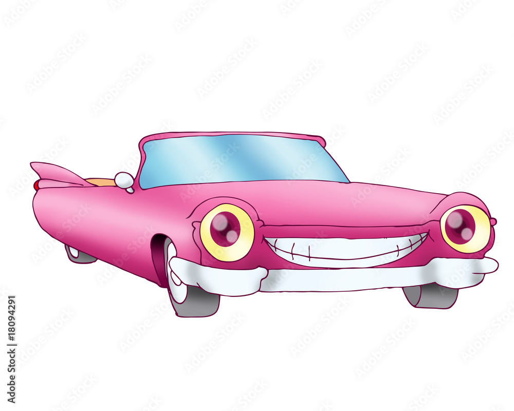 pink cadillac car Stock Illustration | Adobe Stock