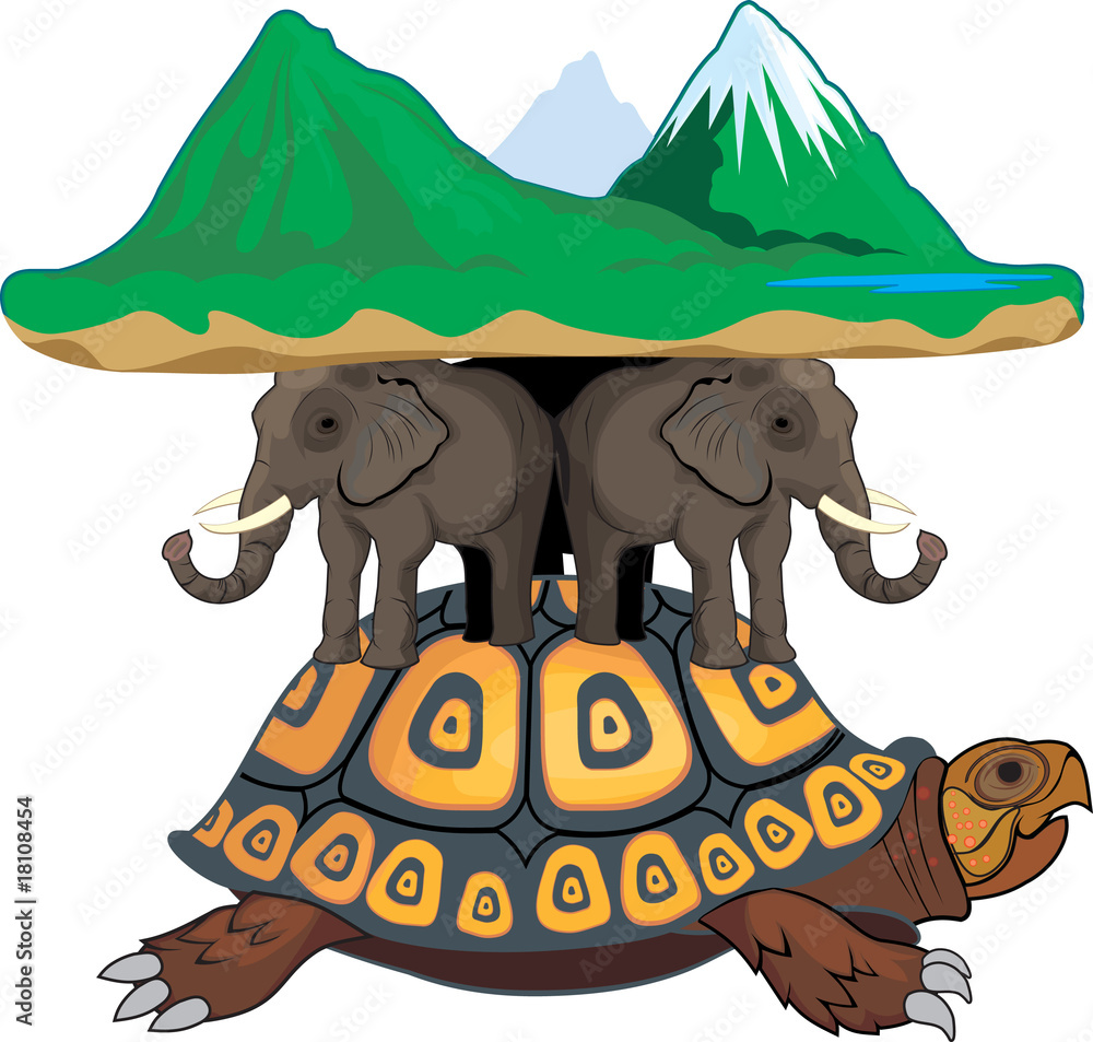 turtle and elephants and flat earth Stock Vector | Adobe Stock
