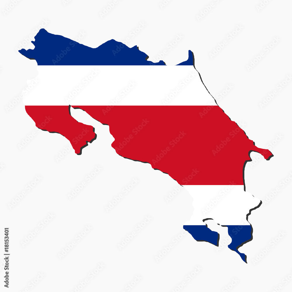 Costa Rica map flag Stock Illustration | Adobe Stock