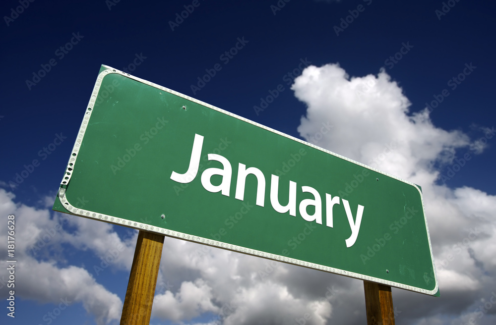 January Green Road Sign - Months of the Year Series. Stock Photo ...