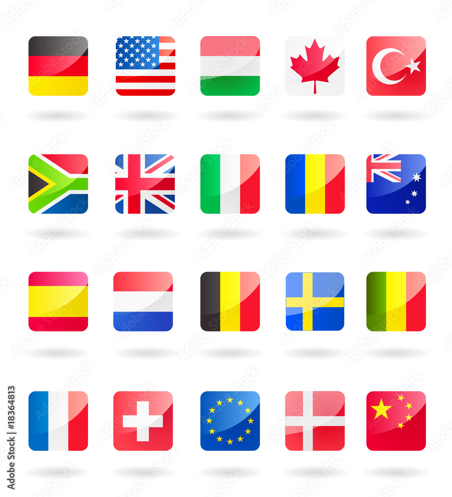 Photo & Art Print world flags as buttons vector, vectorine