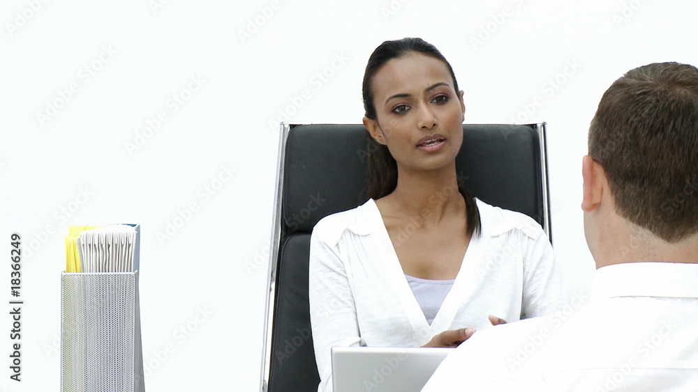 Female Business woman giving an interview Stock Video | Adobe Stock