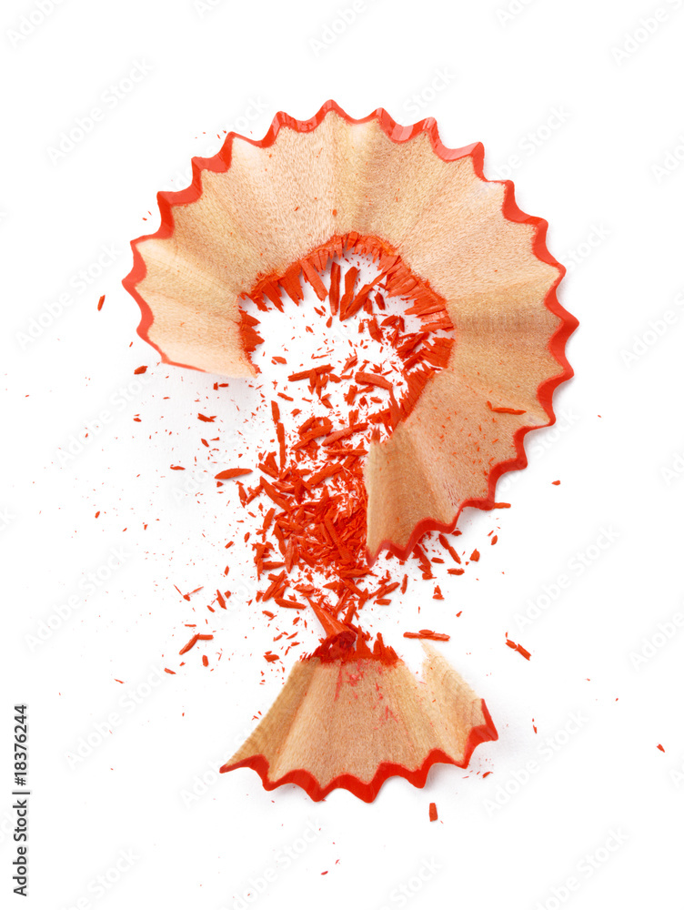 Question-mark made of red pencil shavings Stock Photo | Adobe Stock