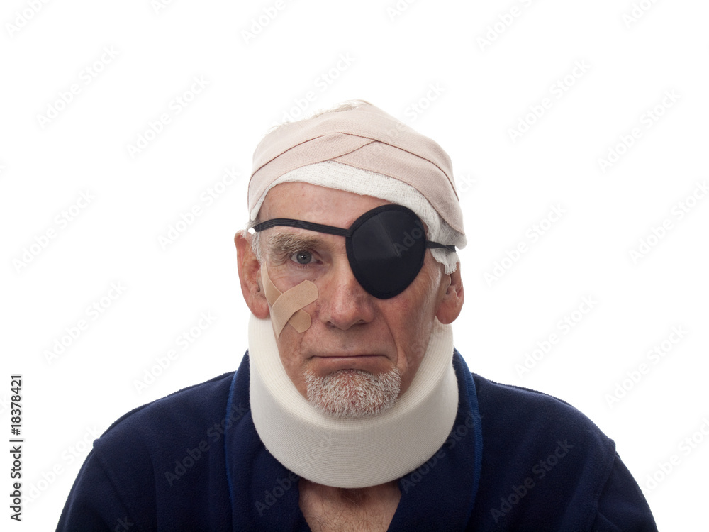Old man with head and nexk injuries Stock Photo | Adobe Stock