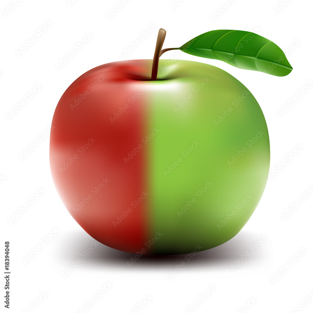 Half Green Half Red High Res Vector Apple Stock Vector | Adobe Stock