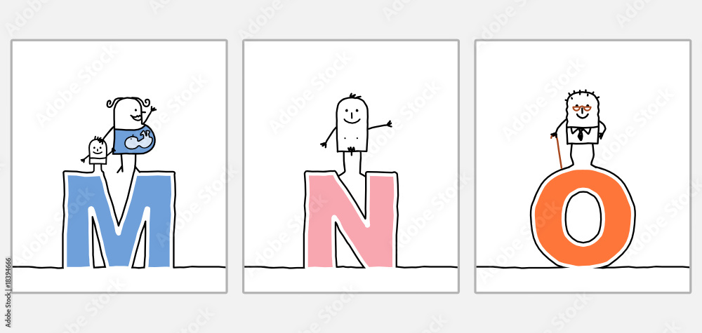 cartoon alphabet - M N O Stock Vector | Adobe Stock