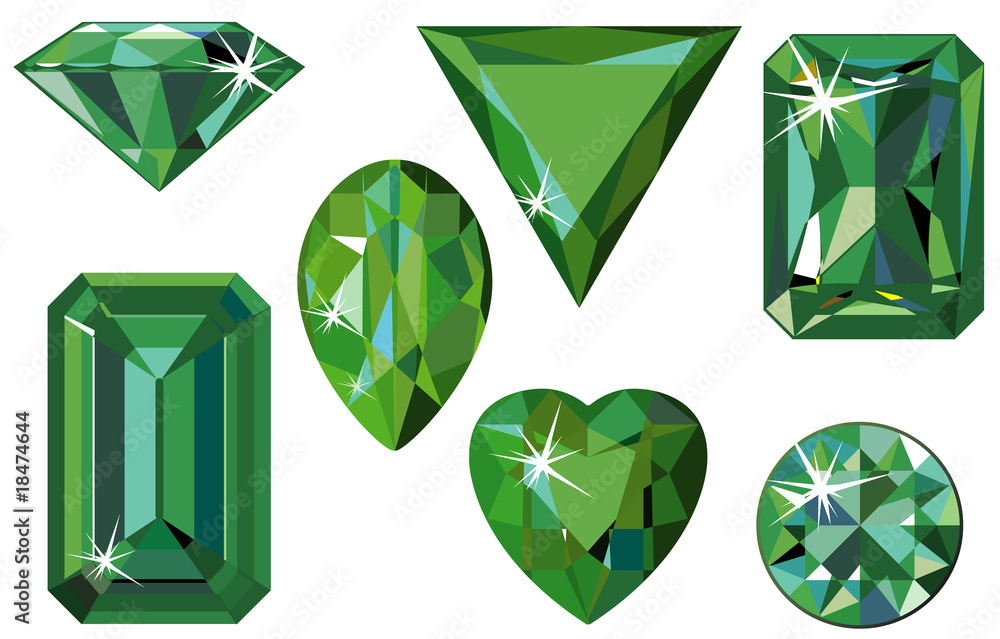 Different cut emeralds Stock Vector | Adobe Stock