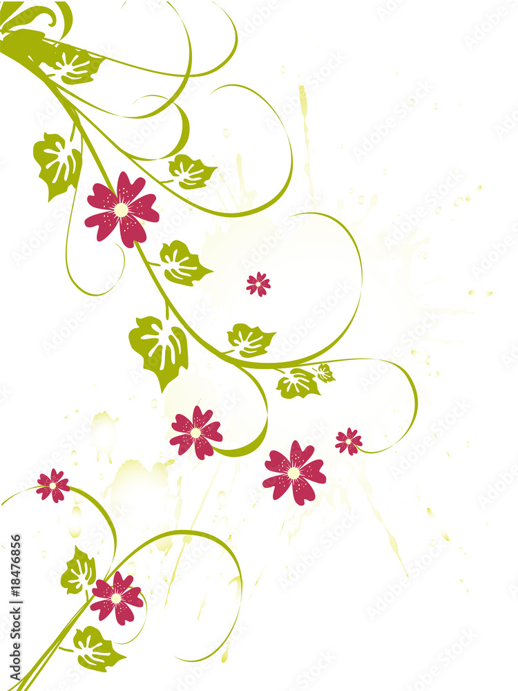 Florale Ranken und Blüten Stock-Vektorgrafik | Adobe Stock