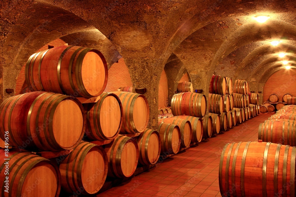 Weinkeller Barriqe Holzfässer Kellergewölbe Steinkeller Stock-Foto ...