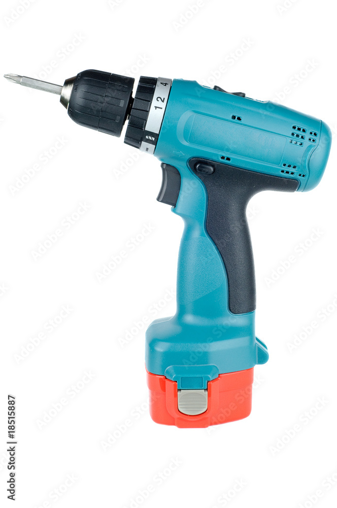 Drill on white. Side view. Photos | Adobe Stock