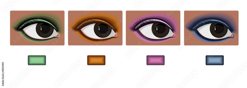 Vector, set of eyes afro with color sample eyeshadow Stock Vector ...
