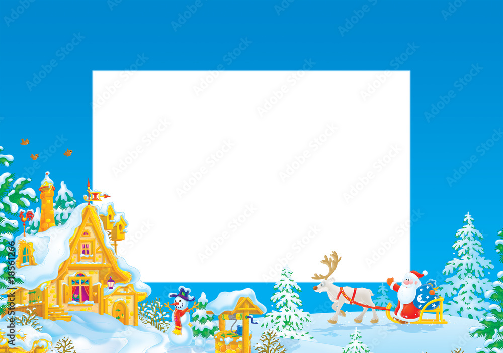 Christmas frame / border with Santa Claus Stock Illustration | Adobe Stock