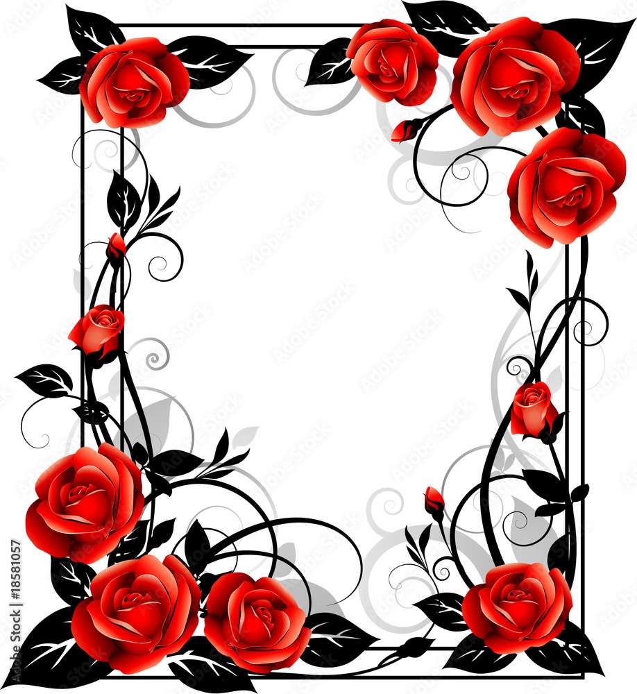 Frame with roses Stock Vector | Adobe Stock