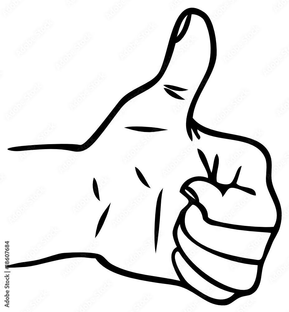 Thumbs Up - Satisfaction - Yes - OK (Vector Line Drawing) Stock Vector ...