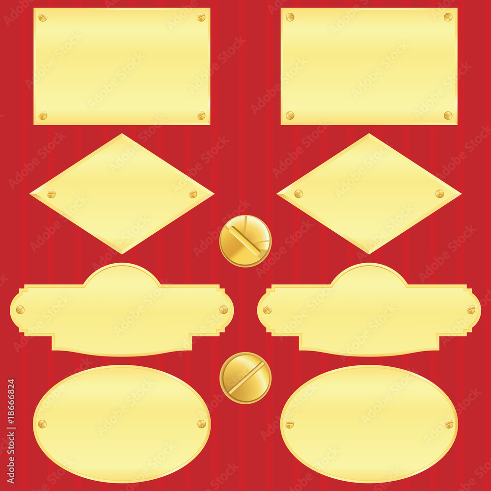 Vector nameplate set. Golden version.(CMYK) Stock Vector | Adobe Stock