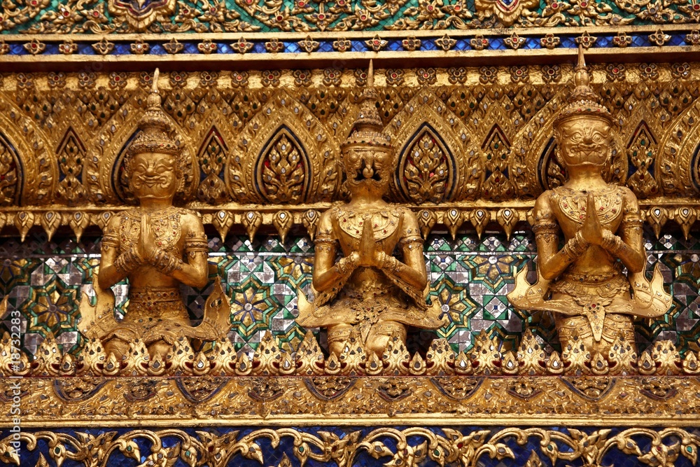Bangkok temple golden statues Stock Photo | Adobe Stock