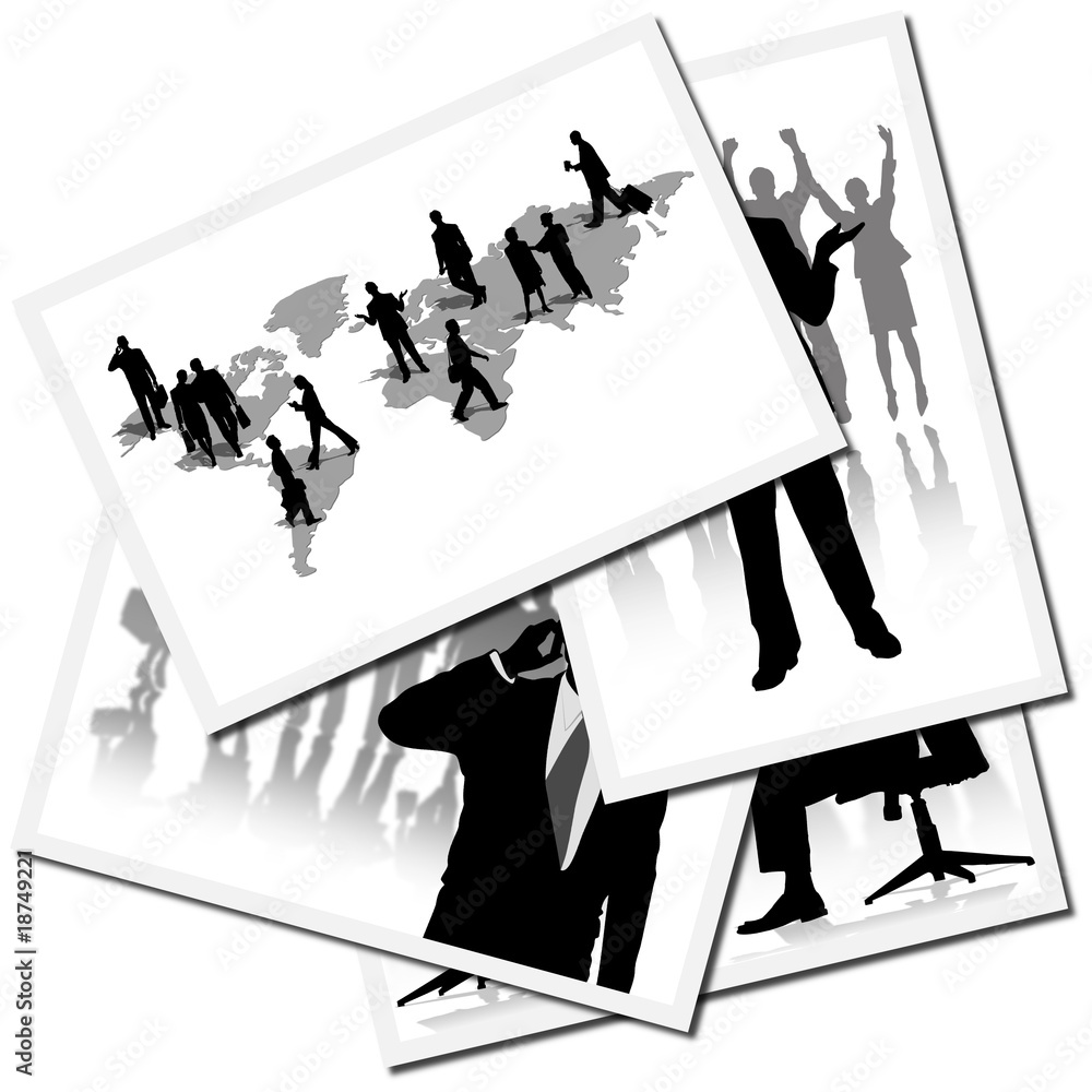 Collection of pictures with workers at the office Stock Illustration ...