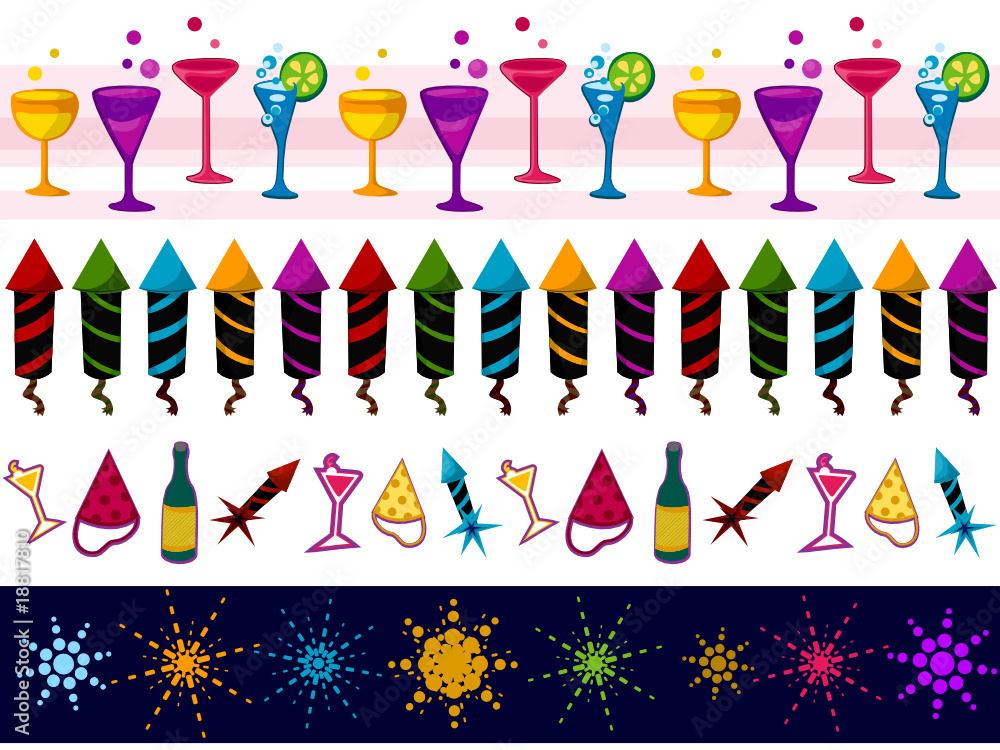 New Years Borders Set Stock Vector | Adobe Stock