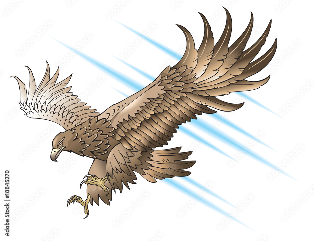 Swooping Eagle with large wings,gradient fill, vector Stock Vector ...