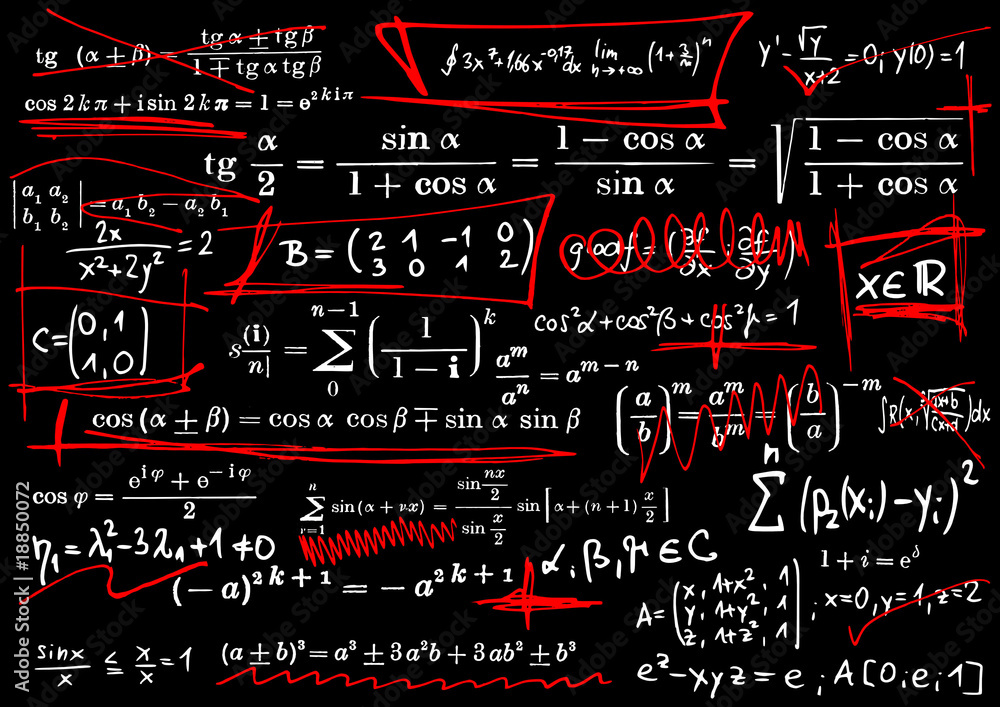 Mathematics formula and red curves - vector illustration Stock Vector ...