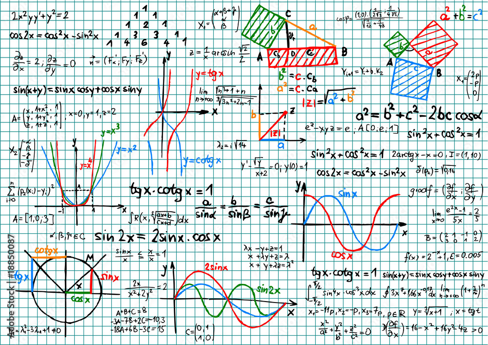 Paper with mathematics sketches - vector illustration Stock Vector ...