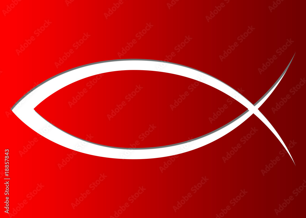 Christentum Fisch Symbol Zeichen roter Verlauf Stock-Illustration ...