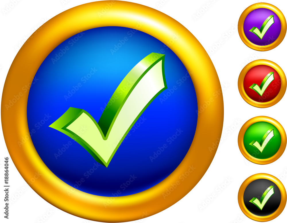 check mark icon on buttons with golden borders Stock Vector | Adobe Stock