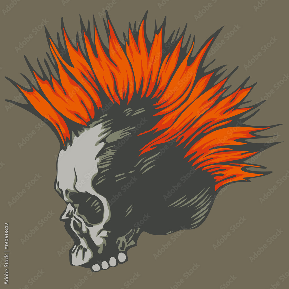 vector illustration with punk skull Stock Vector | Adobe Stock