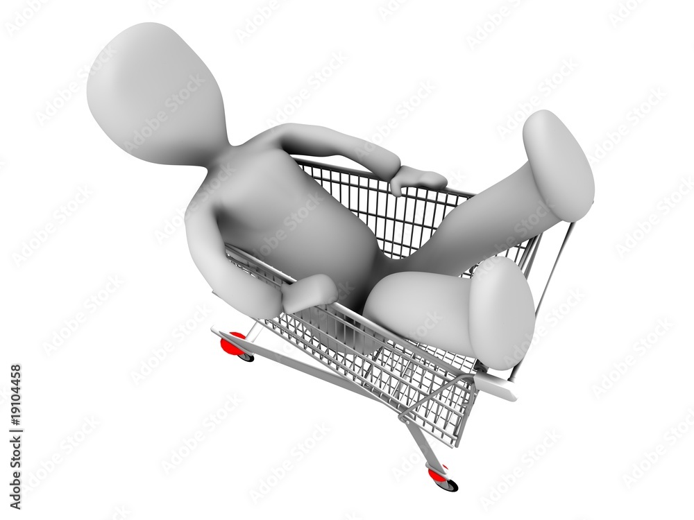 Foto Stock omino carrello spesa | Adobe Stock