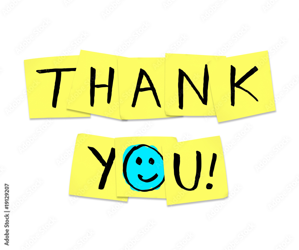 Thank You - Words on Yellow Sticky Notes Stock Illustration | Adobe Stock