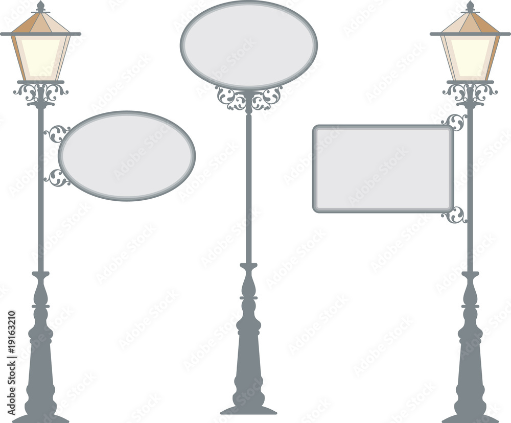 wrought iron lamp post signage Stock Vector | Adobe Stock