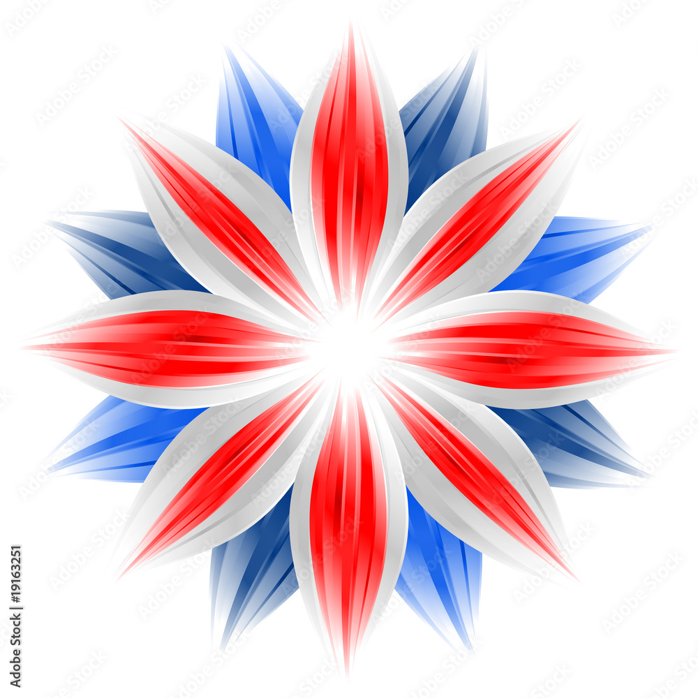 Flower with british flag colors on white background Stock Illustration ...