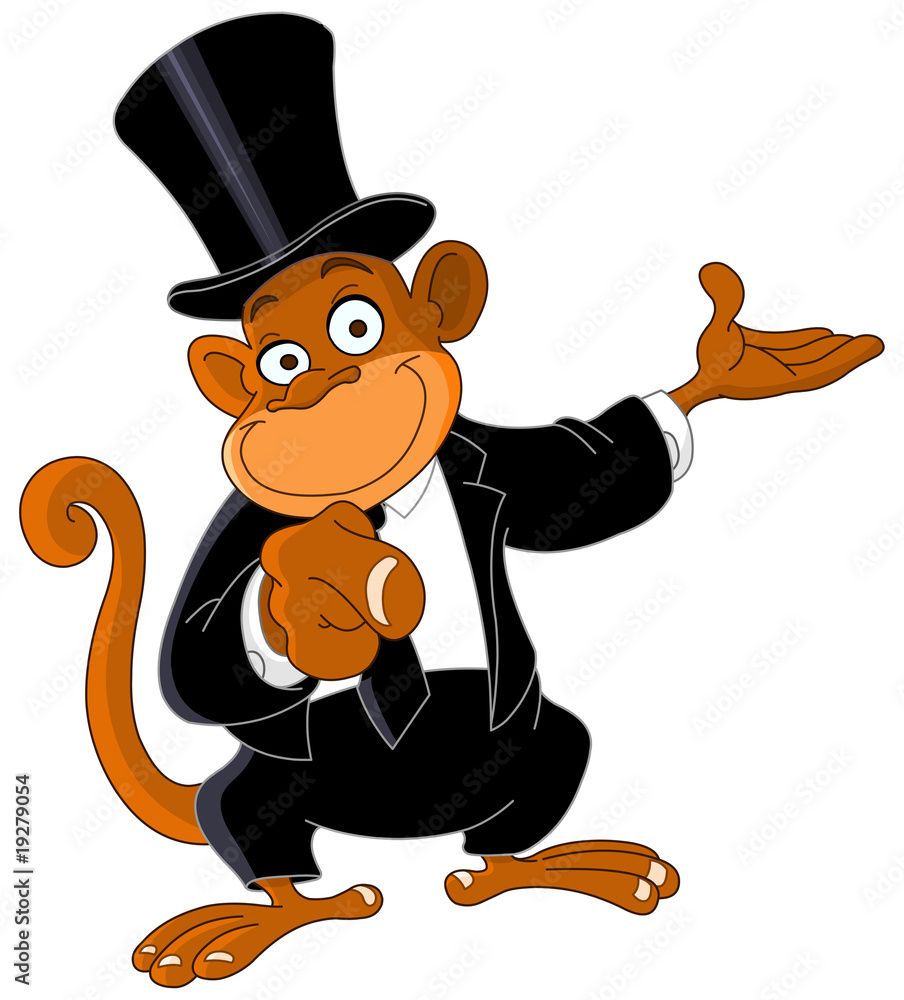 Pointing monkey Stock Vector | Adobe Stock