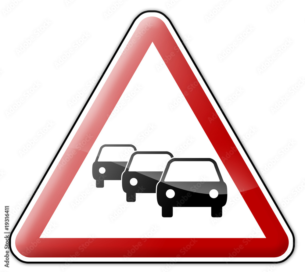 Warning Sign "Traffic Jam" Stock Illustration | Adobe Stock