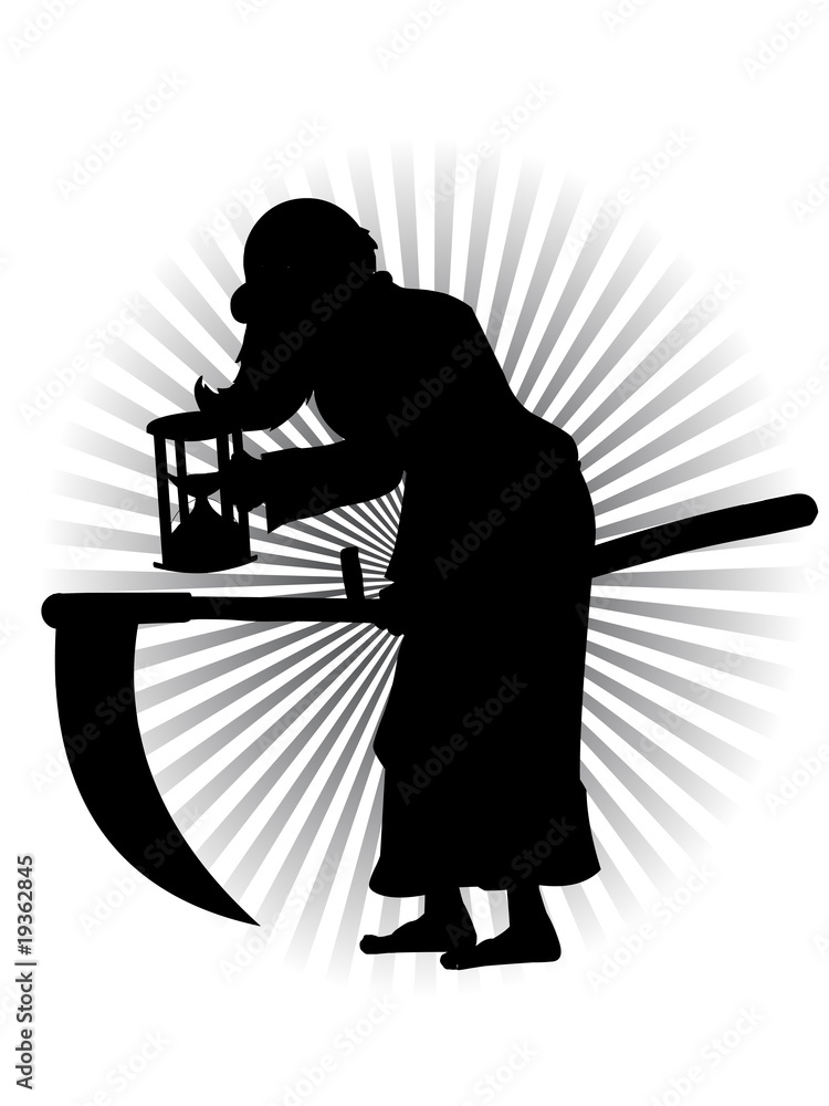 Old Father Time Silhouette Vector Cartoon Stock Vector | Adobe Stock